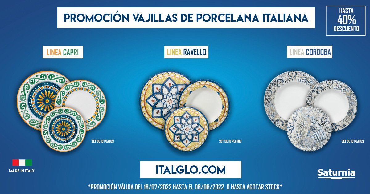 Promociones Vajillas de Porcelana Italiana en Italglo - ITALGLO S.R.L.