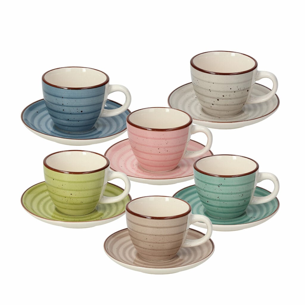Set de 6 Tazas para Café con Platos Urban Pastel | Tognana - ITALGLO S.R.L.